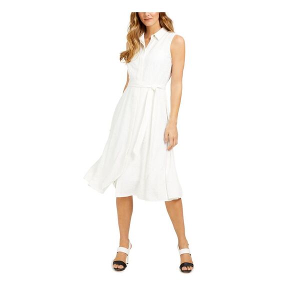 Calvin Klein | Dresses | Nwt Calvin Klein Womens White Button Front ...